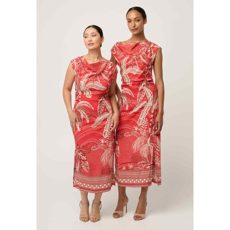 Petite Monique Draped Neck Column Dress | Crimson Palm – Florence ...