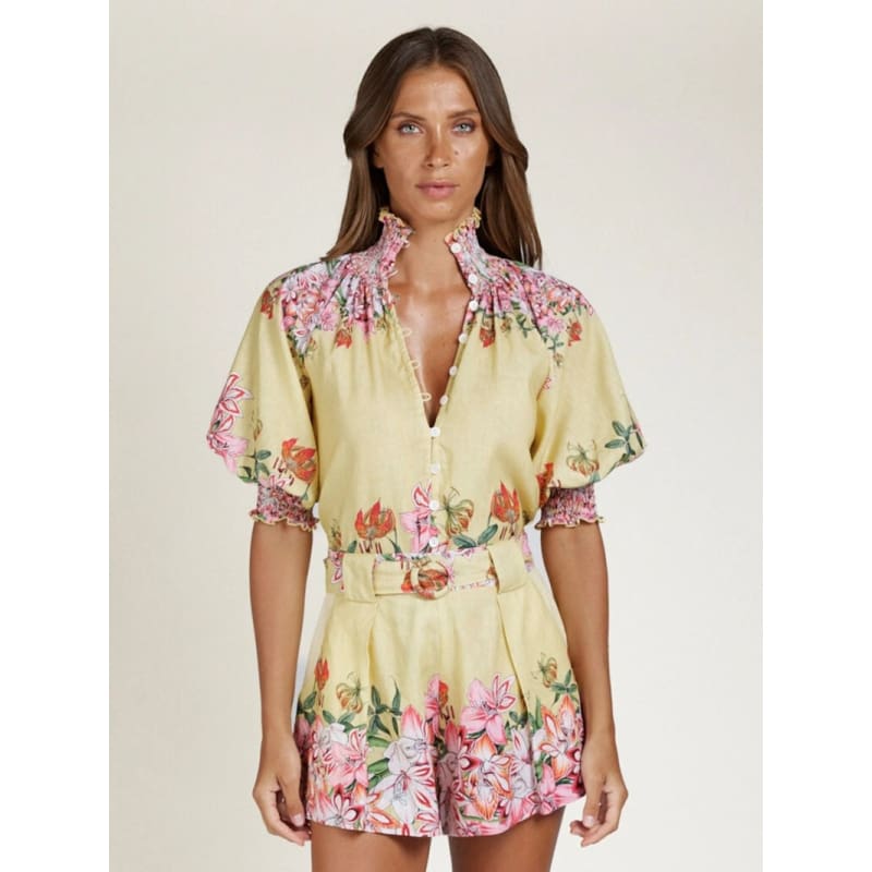 Tropic Blooms Top | Lemon – Florence & Marabel Collections